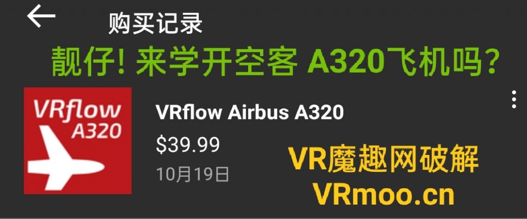 Oculus Quest 游戏《VRflow Airbus A320》飞行模拟 空客 A320 – VR魔趣网